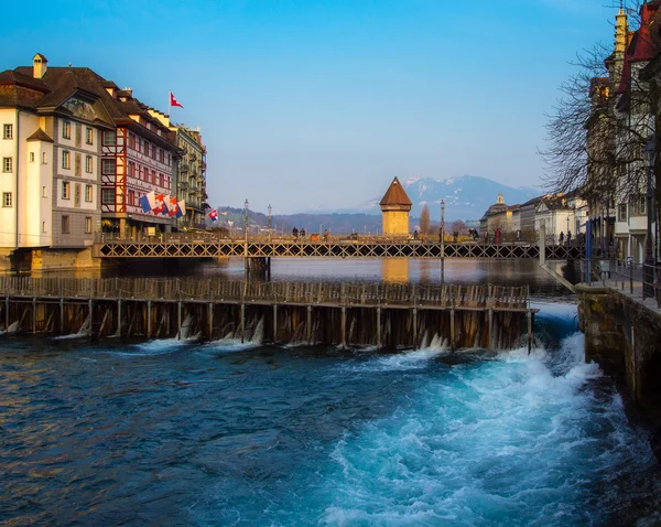 Luzern City View from city walls with river Reuss, Switzerland — Stock ...