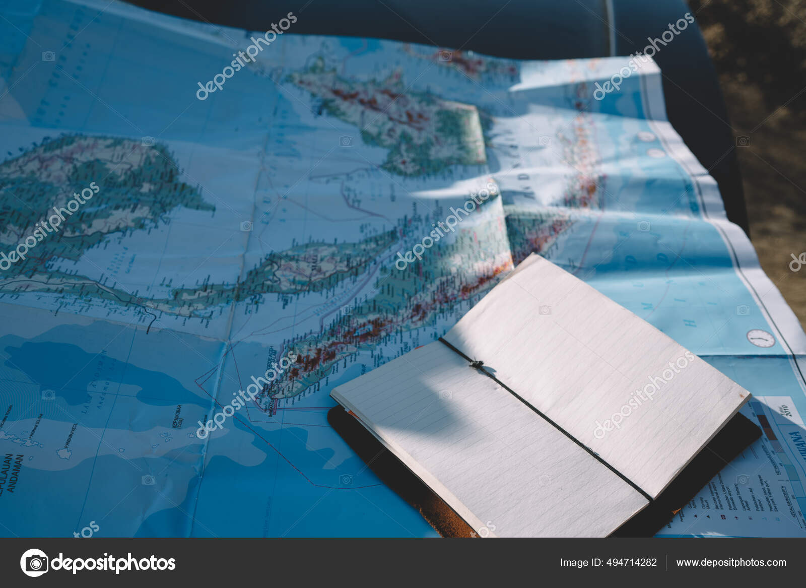 Map Notepad Blank Pages Planning Writing Ideas Exploring Hiking Tour ...