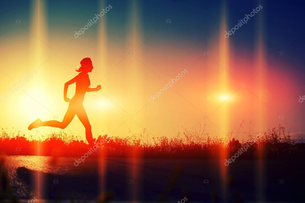 Woman running down the beautiful road Stock Photo by ©GaudiLab 69202557