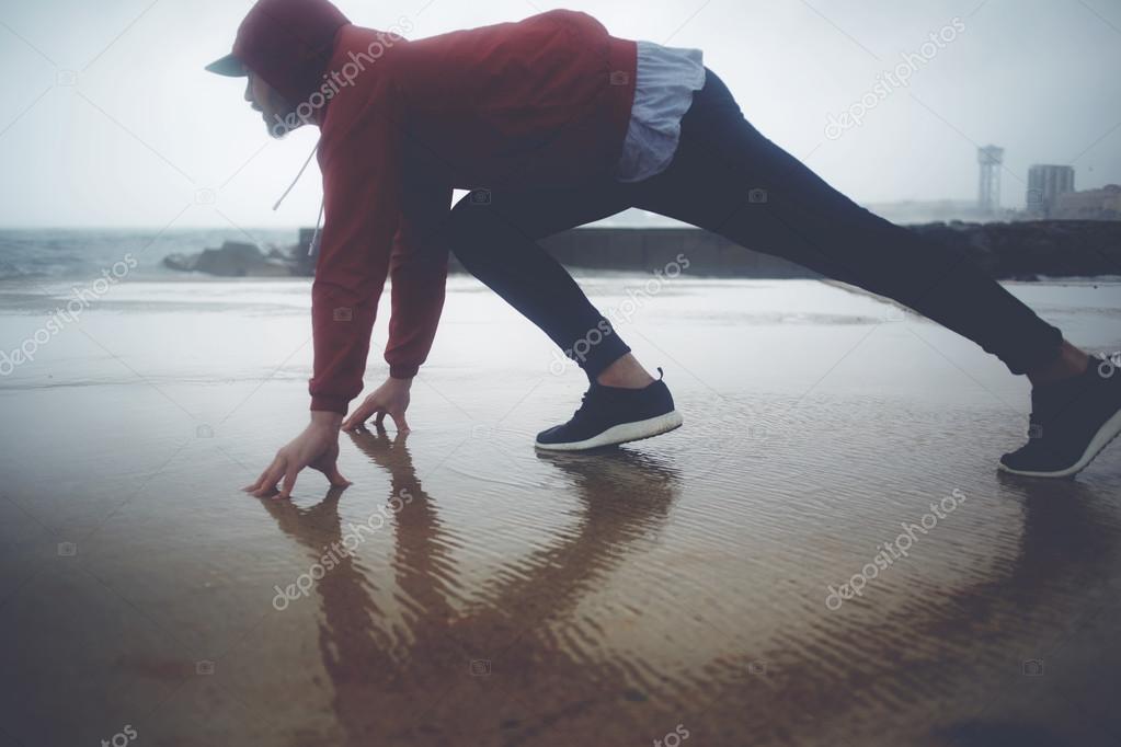 Male runner ready to start — Stock Photo © GaudiLab #92563782