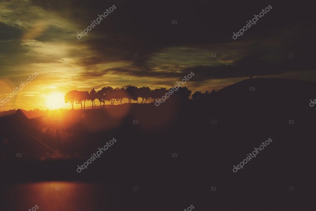 Landscape with evening sky and sunset — Stock Photo © GaudiLab #94552214