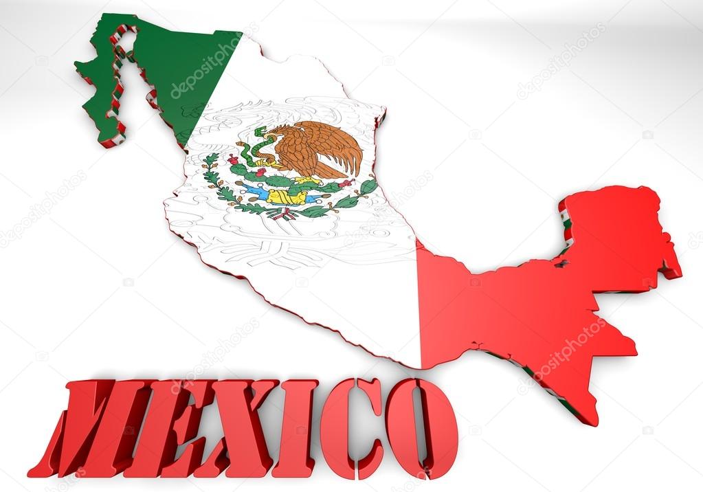 mapa ilustración de México con bandera 2022