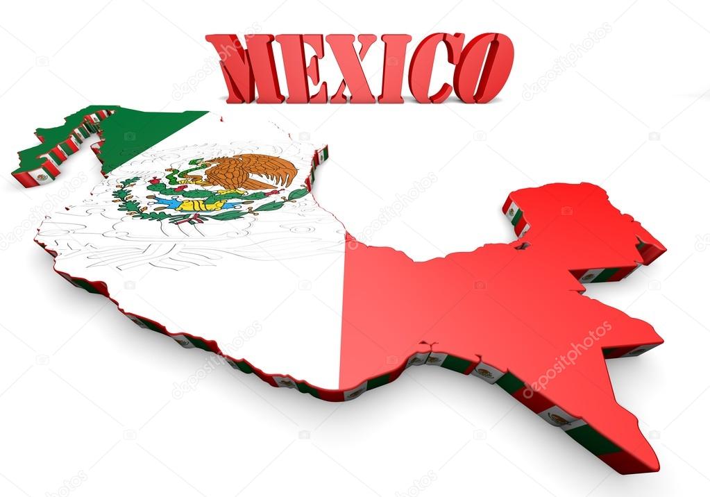 mapa ilustración de México con bandera 2022
