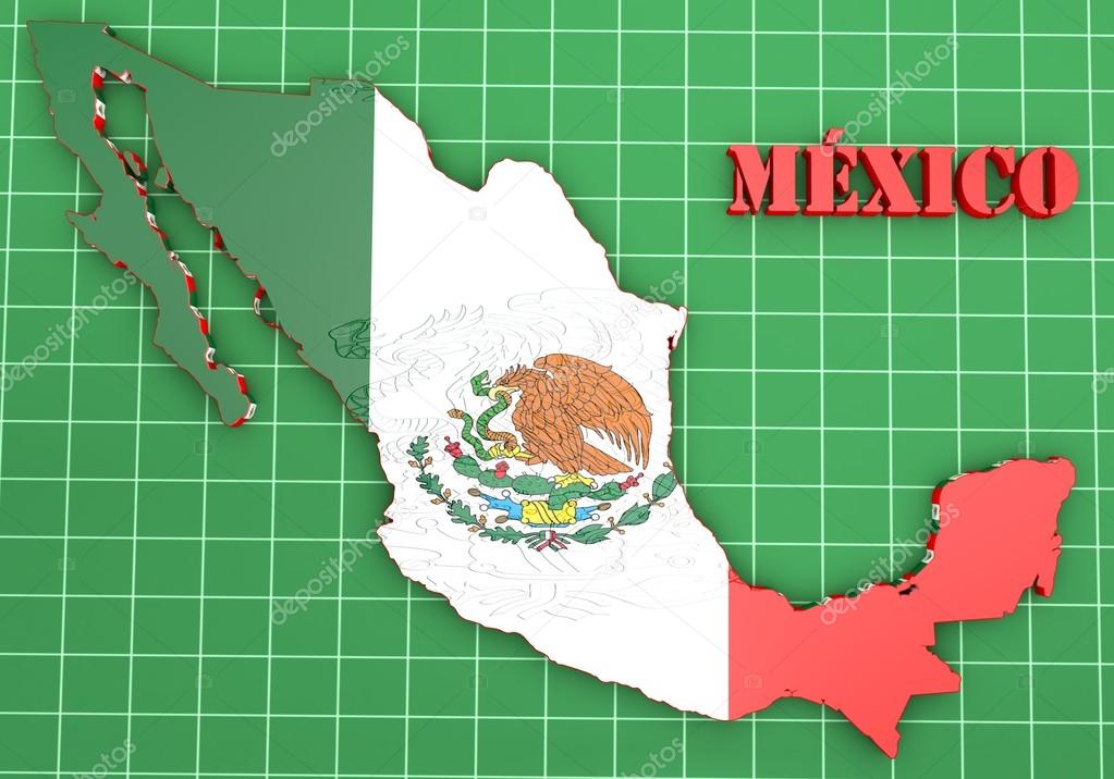 mapa ilustración de México con bandera 2022