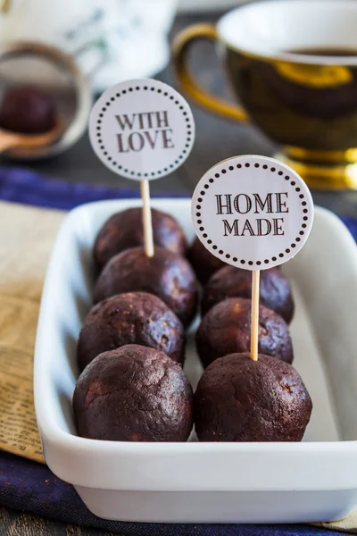 lentil candy with figs, chocolate truffle, healthy dessert - Stock ...