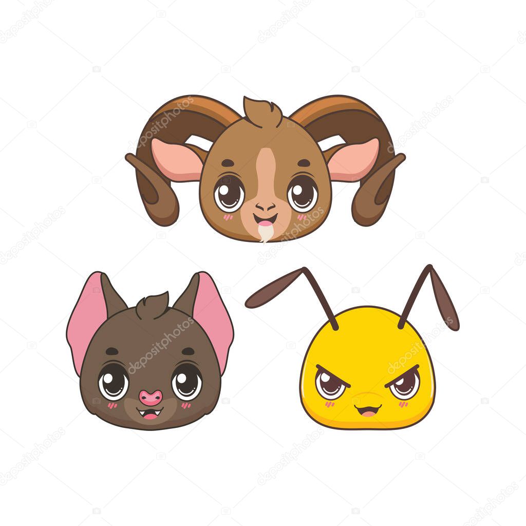 Colecci n de cuatro iconos animales de dibujos animados lindo 2024