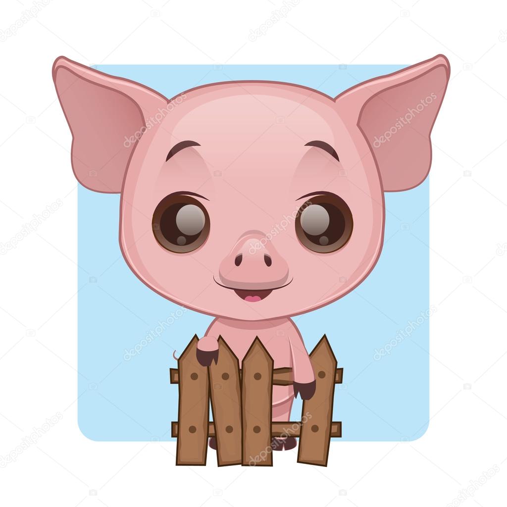Mignon porc debout Vecteur par ©AgnesSz 77900650