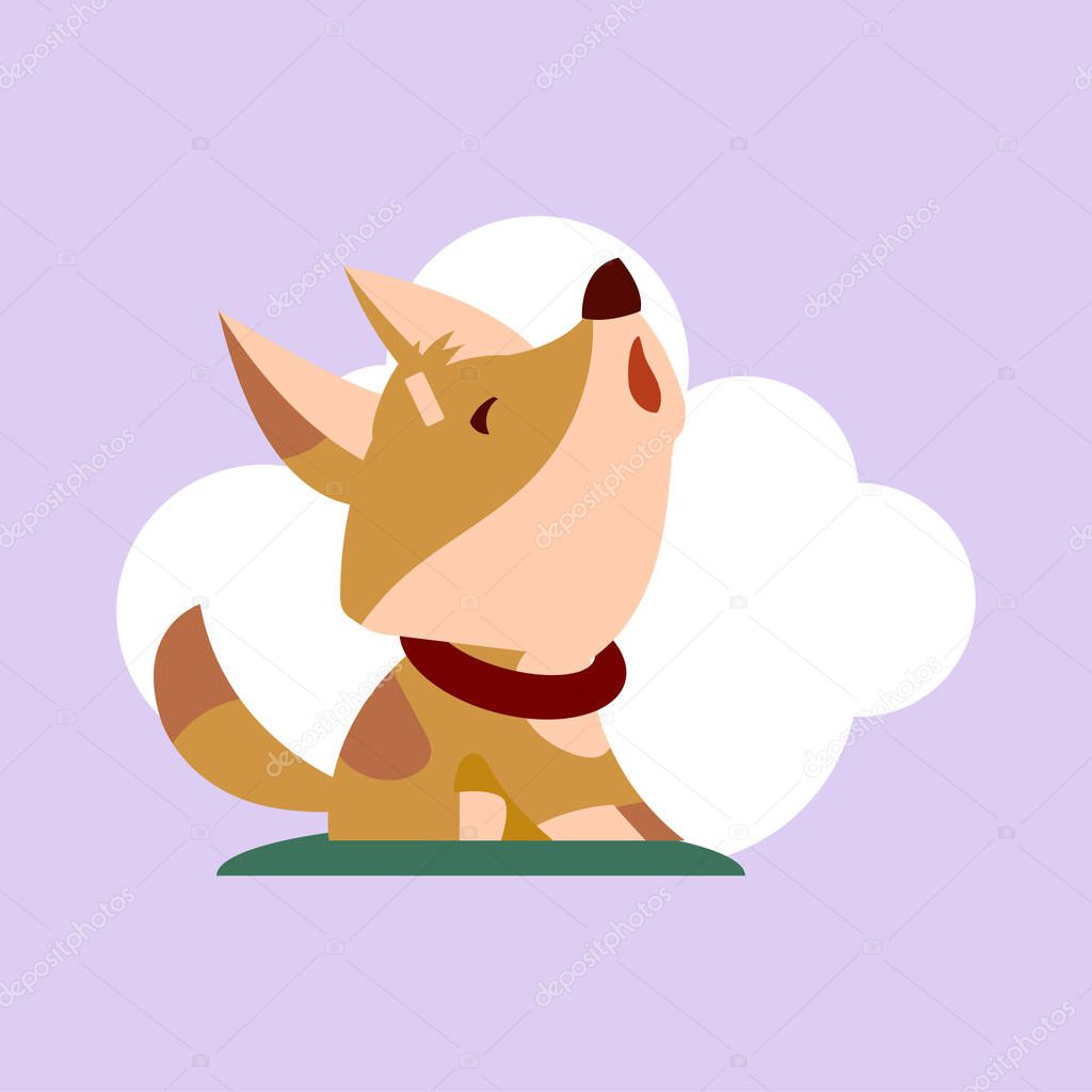 Cachorro perdido aulla en la calle en estilo de dibujos animados ...