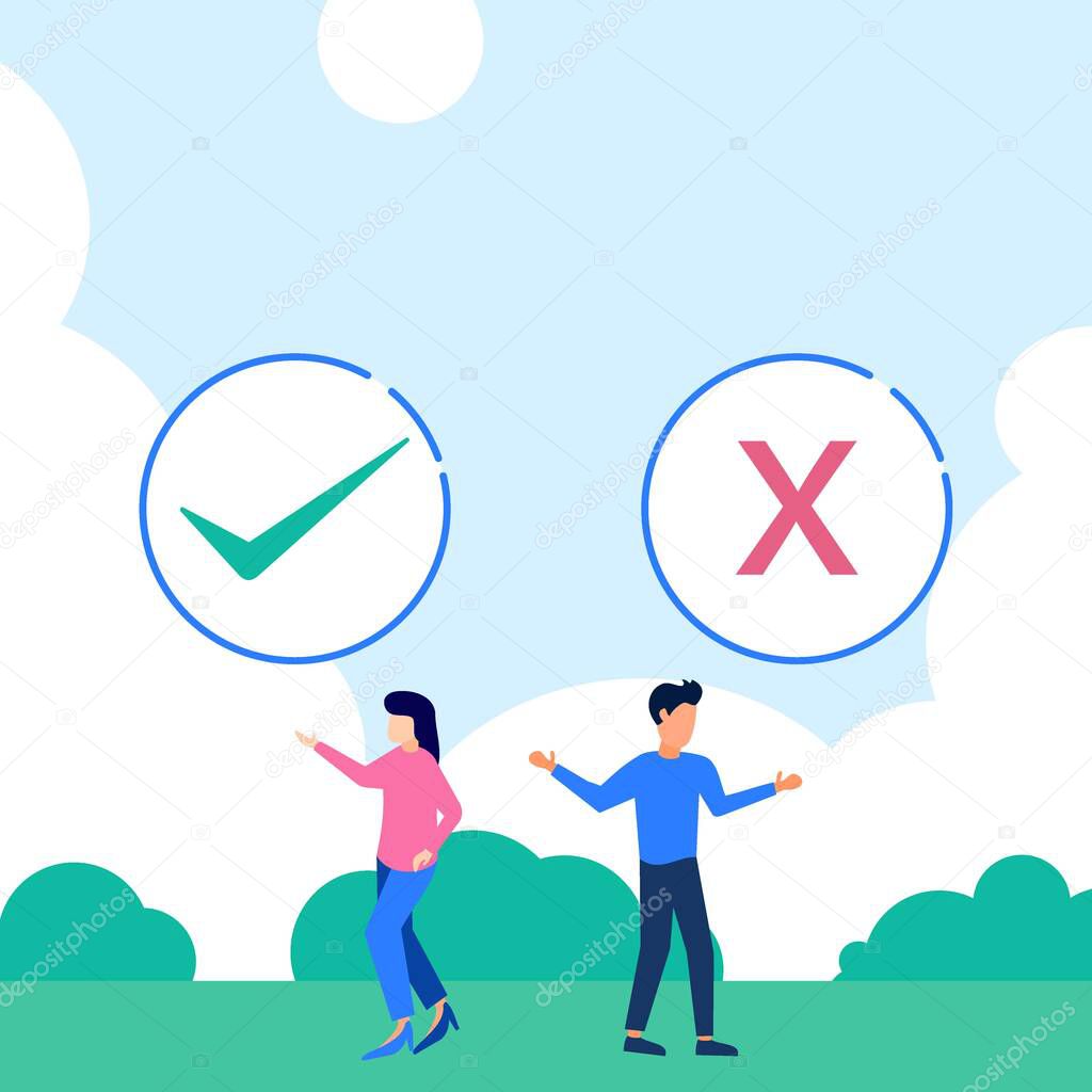 Ilustraci n vectorial de la selecci n de estilo plano de pros y contras ventajas opciones de ...