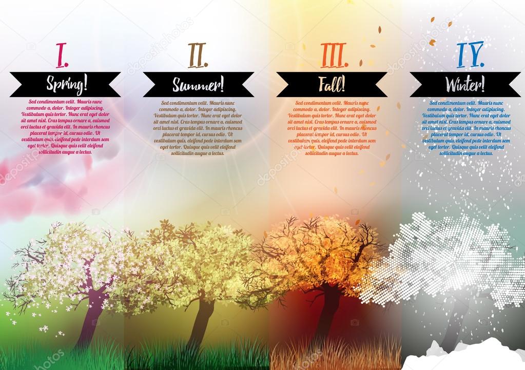 Four Seasons Banners with Abstract Trees Infographic - Vector ...