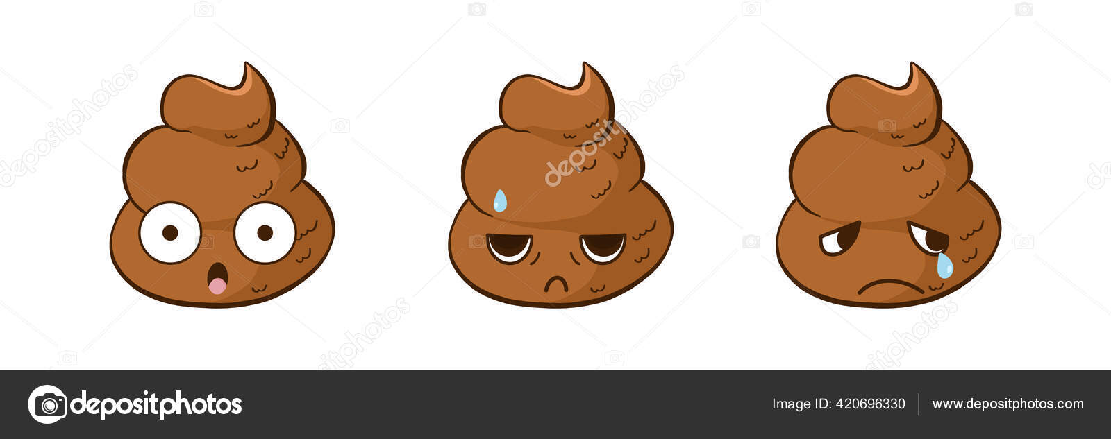 Vector cute poop emoji with expressions. Stock Vector Image by ©yanka ...