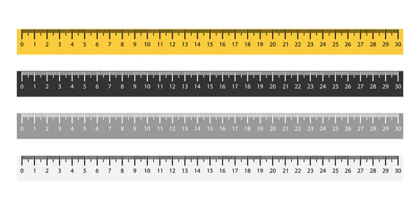 Realistic metal ruler. Measuring tool, 12 inches and 30 centimeters ...