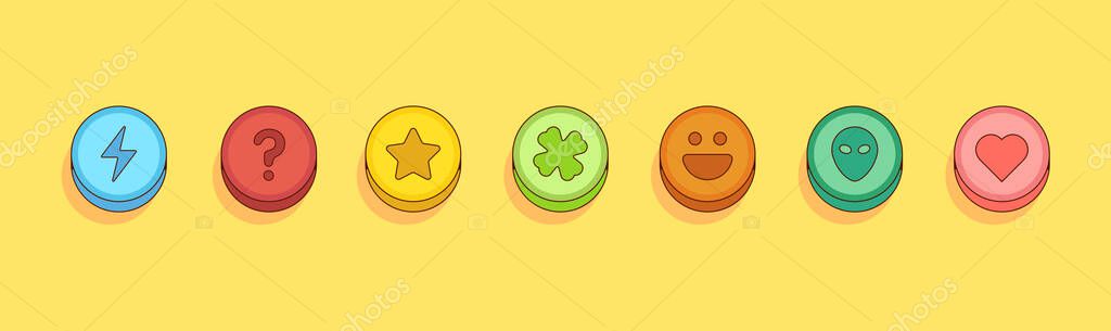 Diferentes píldoras de éxtasis colorido línea vector ilustración en ...