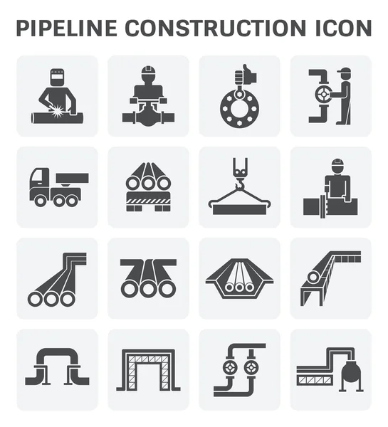 Pipeline Construction Industry Worker Icon Set 64X64 Perfect Pixel ...