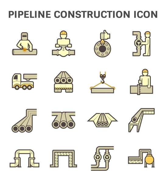 Pipeline Construction Industry Worker Icon Set 64X64 Perfect Pixel ...