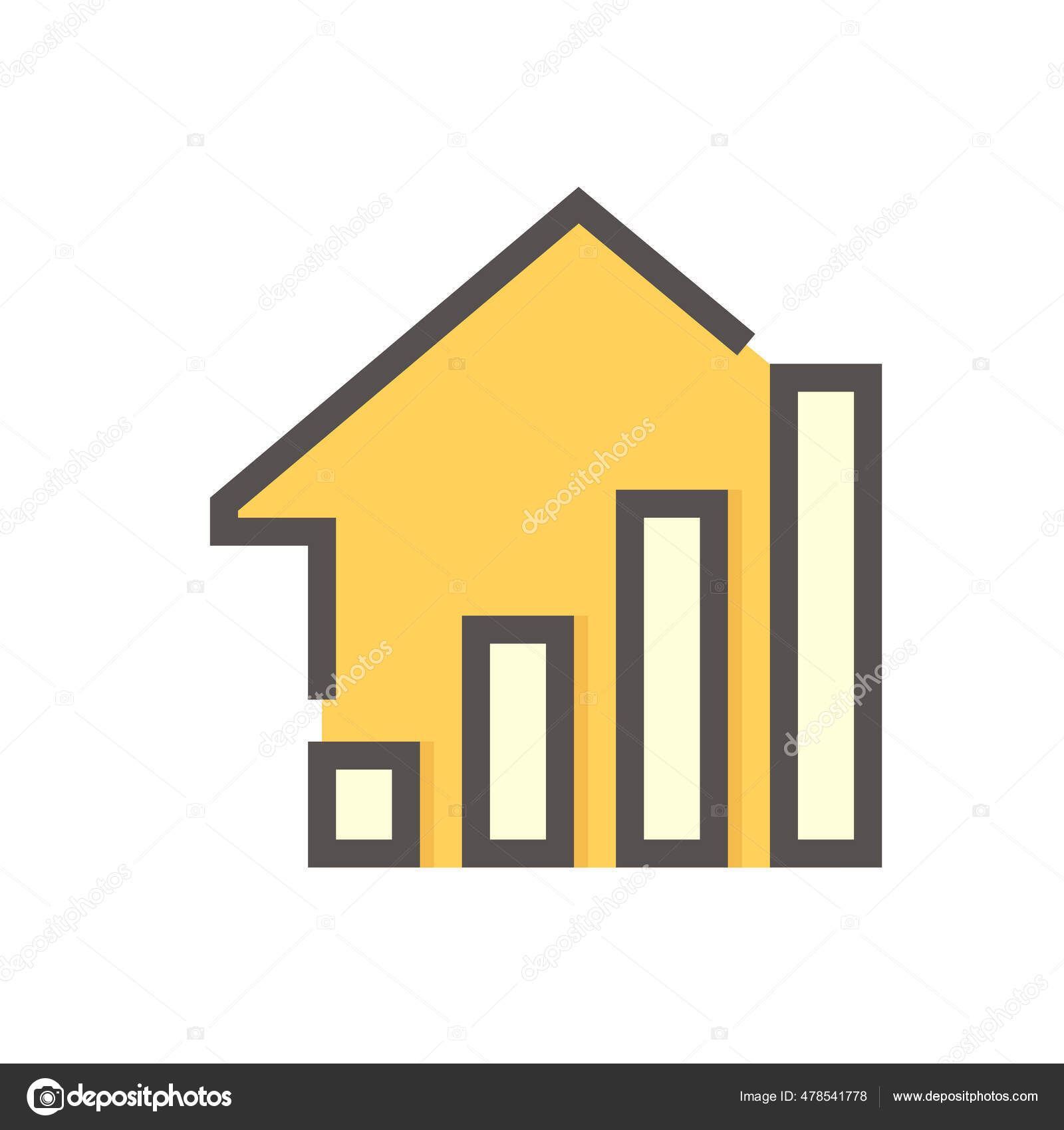 House Price Value Increase Vector Icon Consist Home House Building ...