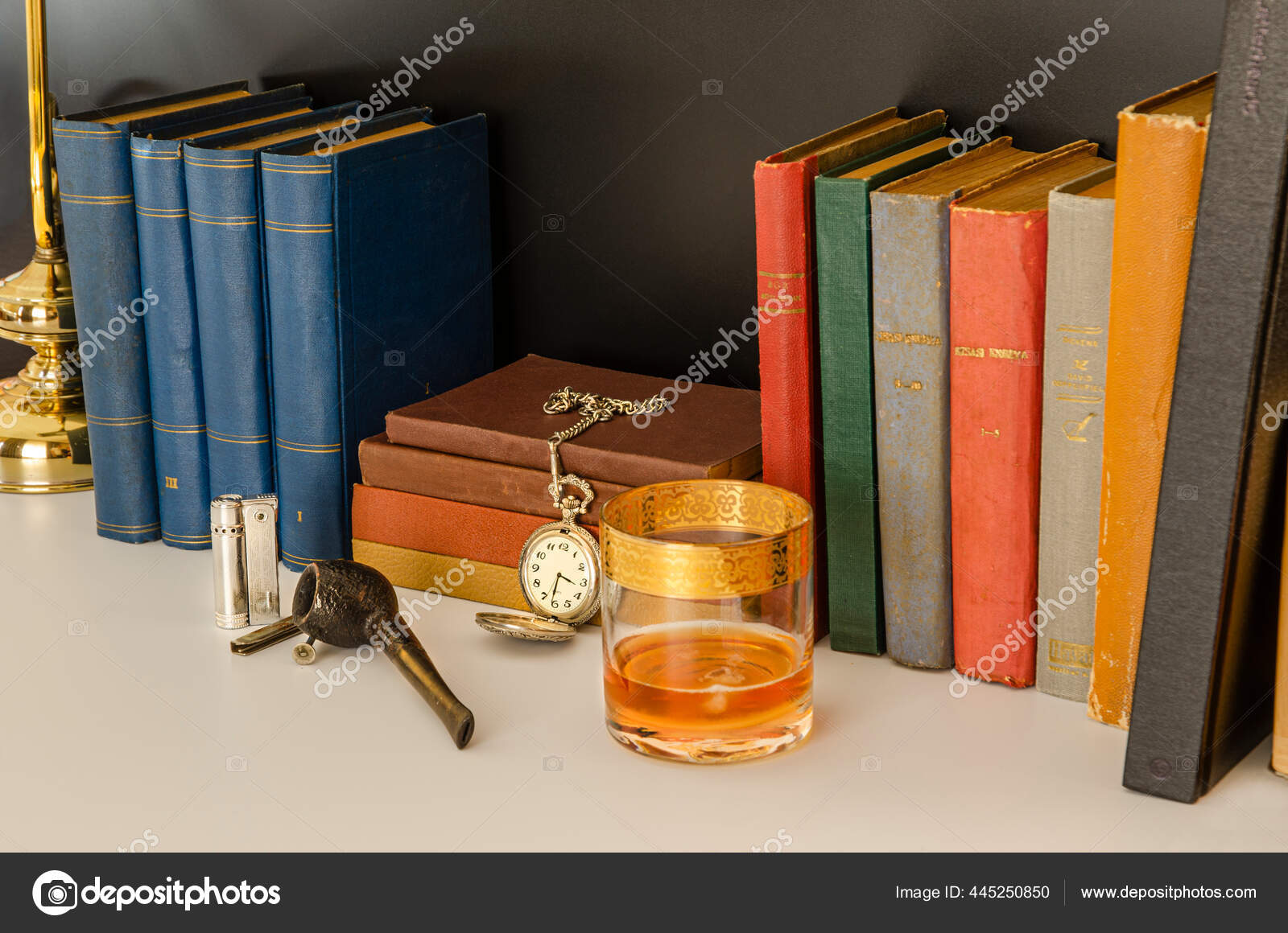 Books Literature Knowledge Library Lighter Flint Smoking Pipe Old Clock ...