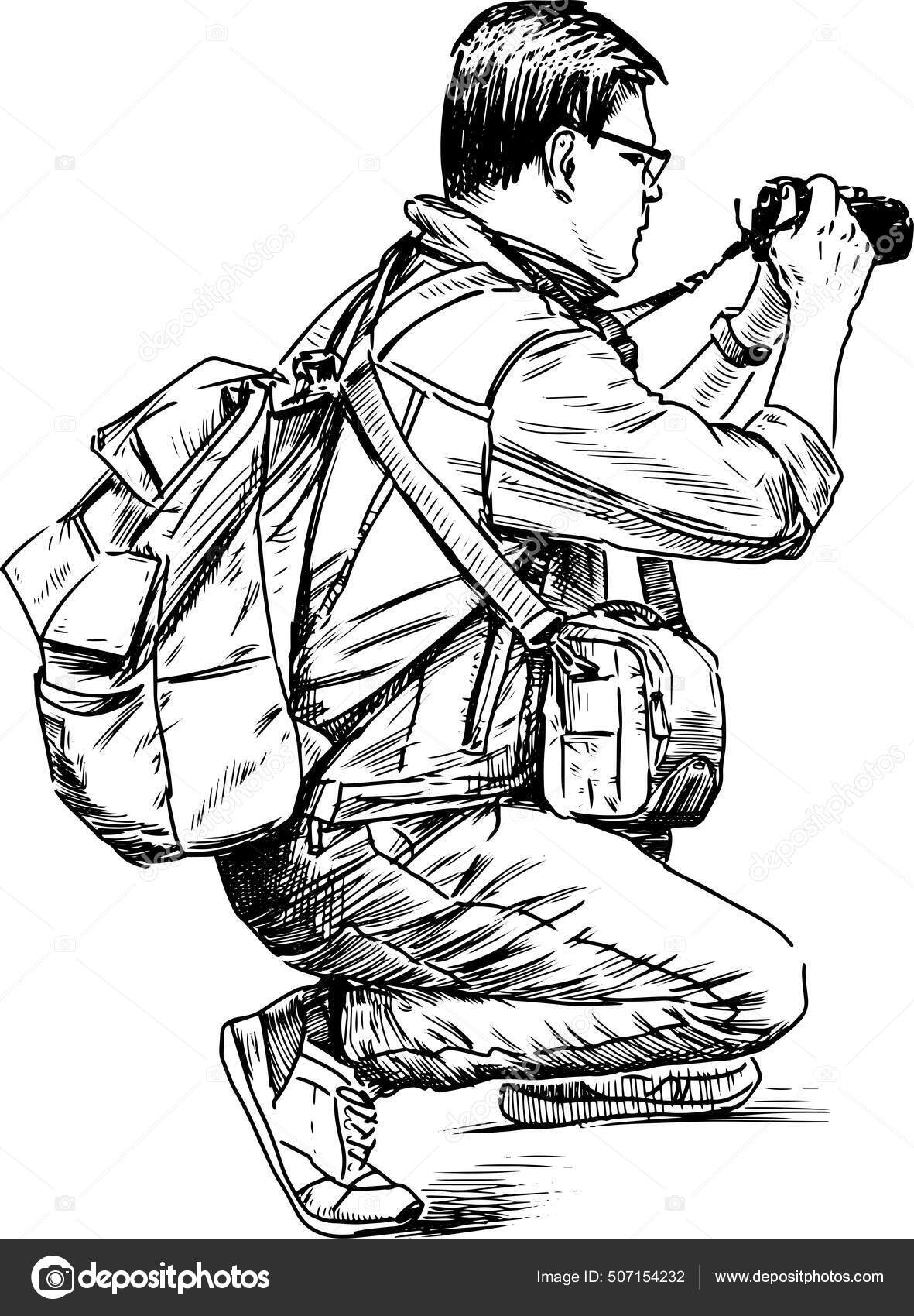 Photographer Taking A Picture Drawing