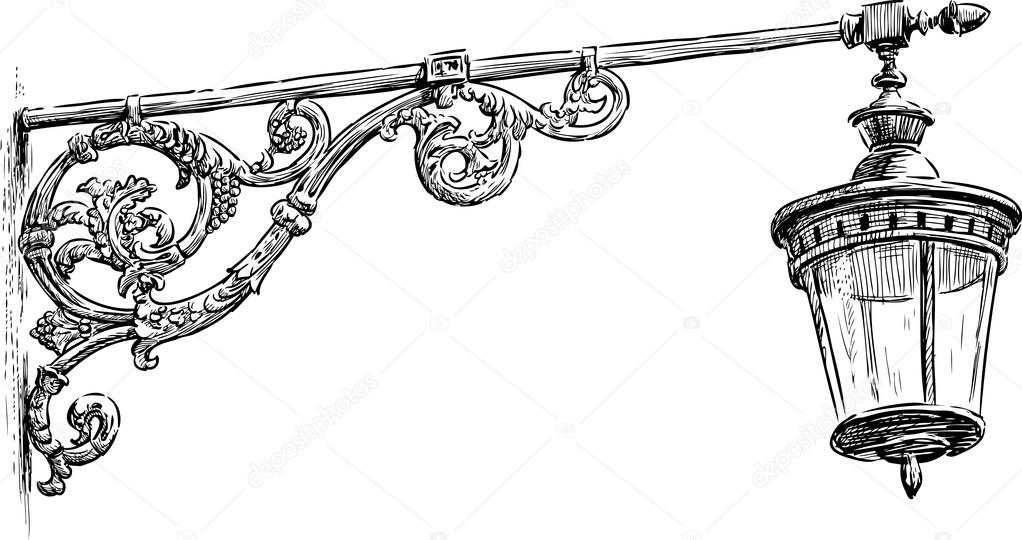 Old Lamp Post Drawing