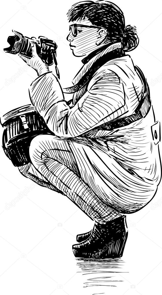 Photographer Taking A Picture Drawing