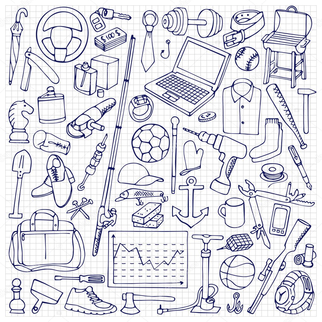 Hand drawn Man Objects Set Stock Vector Image by ©KronaLux #109359356