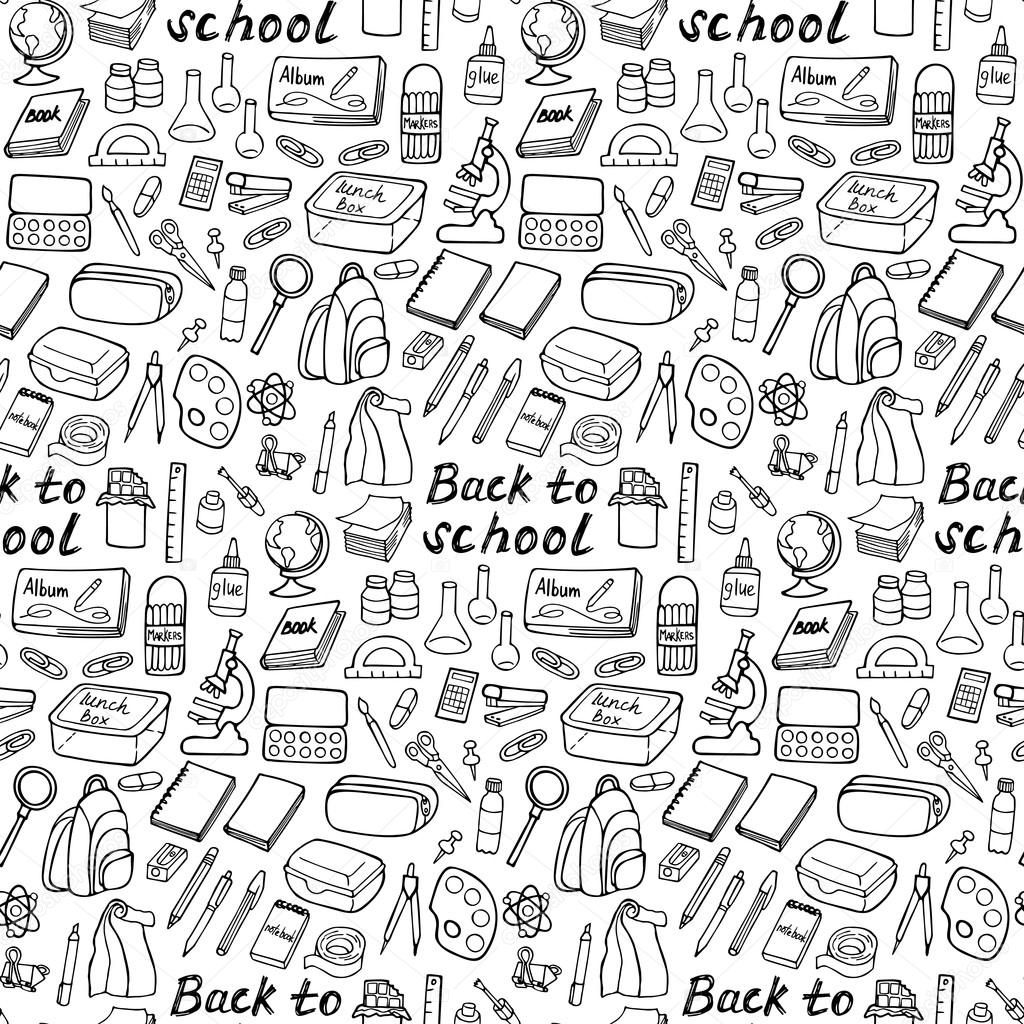 Back to school doodle seamless pattern Stock Illustration by ©KronaLux #113473016