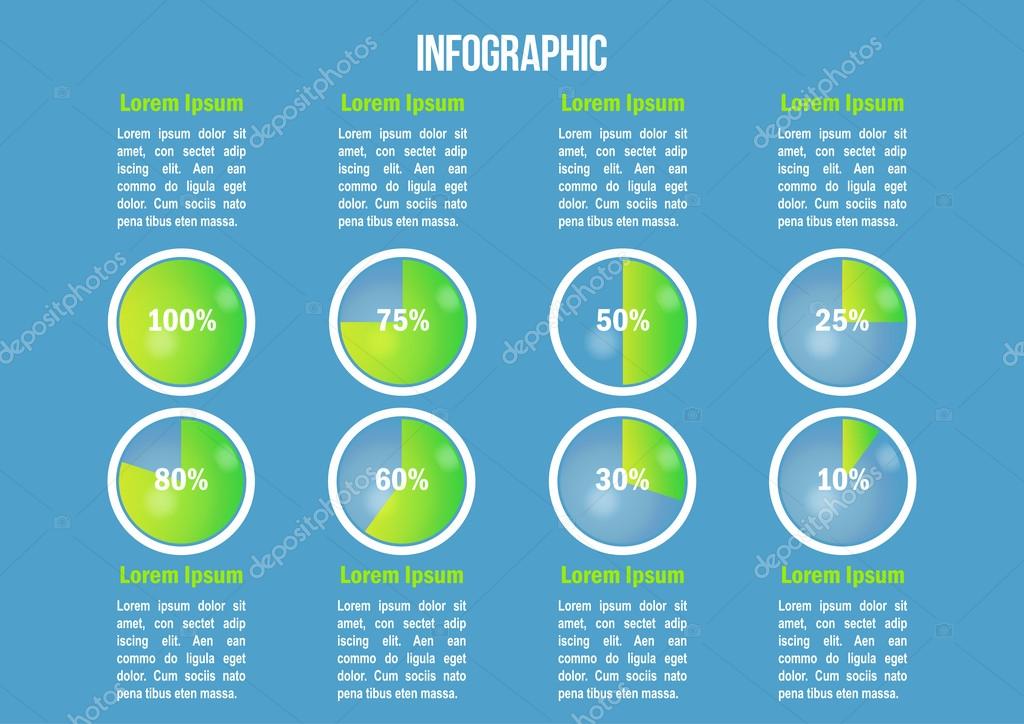 Infographic with green diagrams and percent Stock Vector by ©KronaLux ...