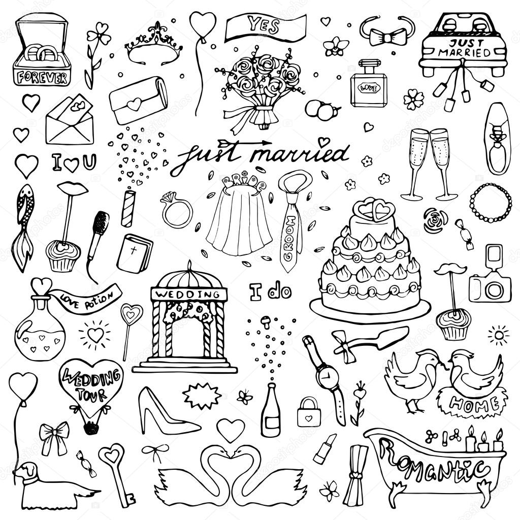 Wedding hand drawn doodle — Stock Vector © KronaLux #84459300