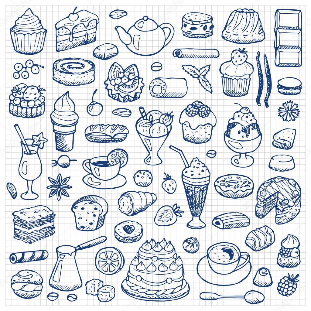 Cafe Set hand drawn doodle elements Stock Vector Image by ©KronaLux ...