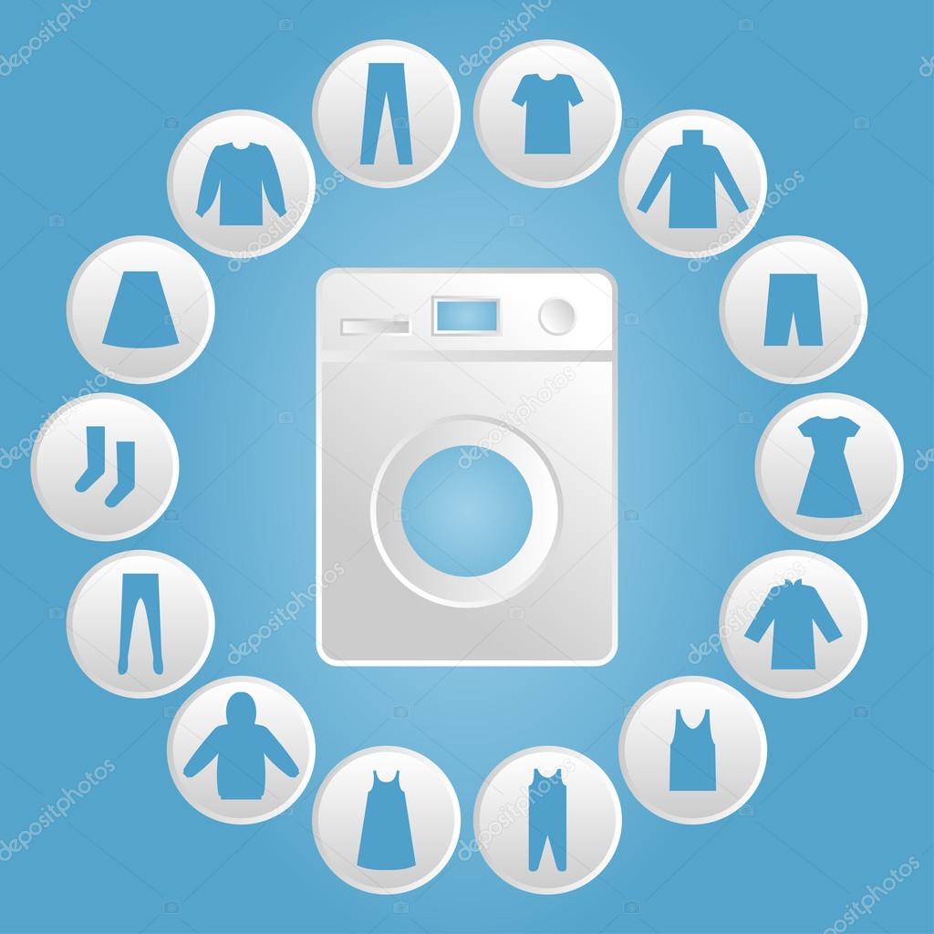 Washing machine with clothes Icon Stock Vector Image by ©KronaLux #84587354