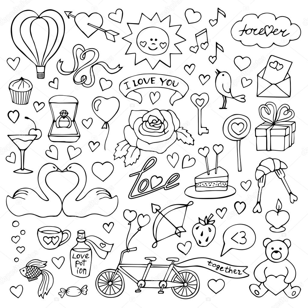Hand drawn Love set Stock Vector by ©KronaLux 95351690