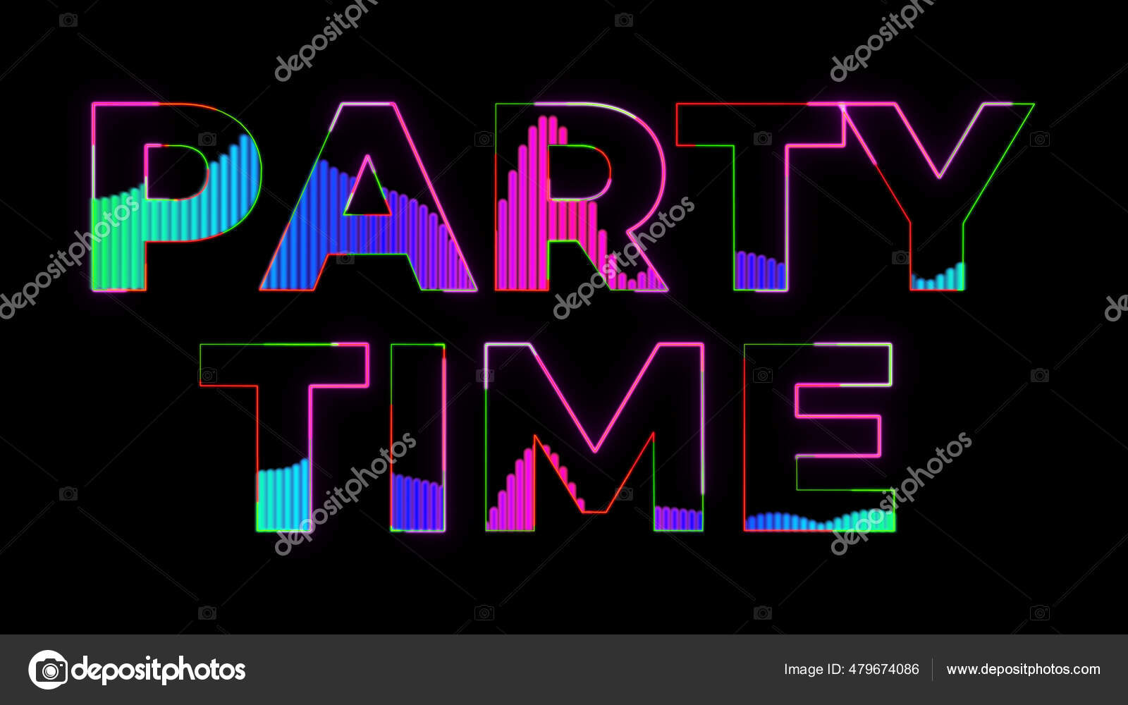 Party Time Text Party 80S Style Party Text Sound Waves — Stock Photo ...