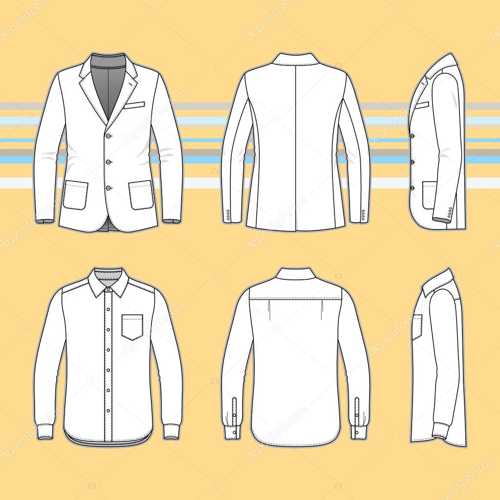 Simple outline drawing of a long sleeves shirt and blazer Stock Vector ...