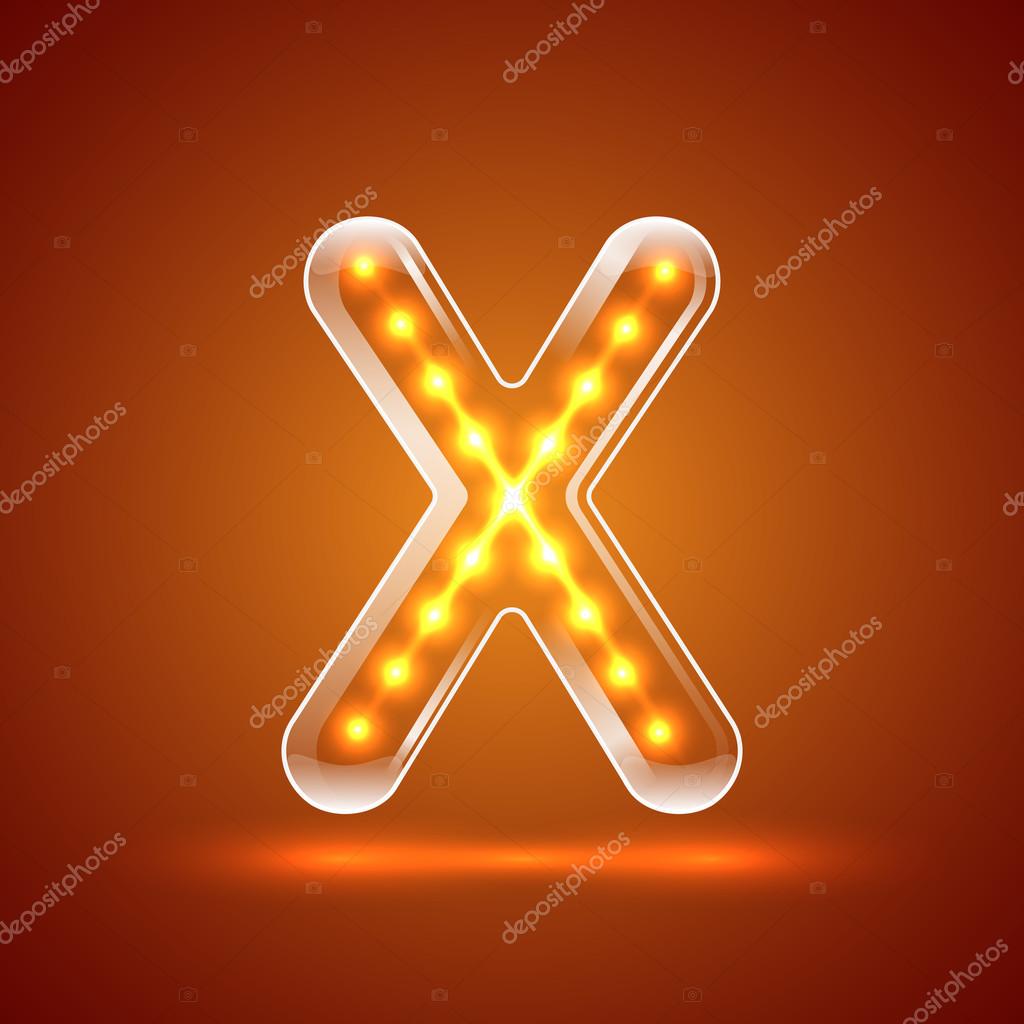 Glowing font.illuminated letters.Capital letter X.Vector illustr Stock ...
