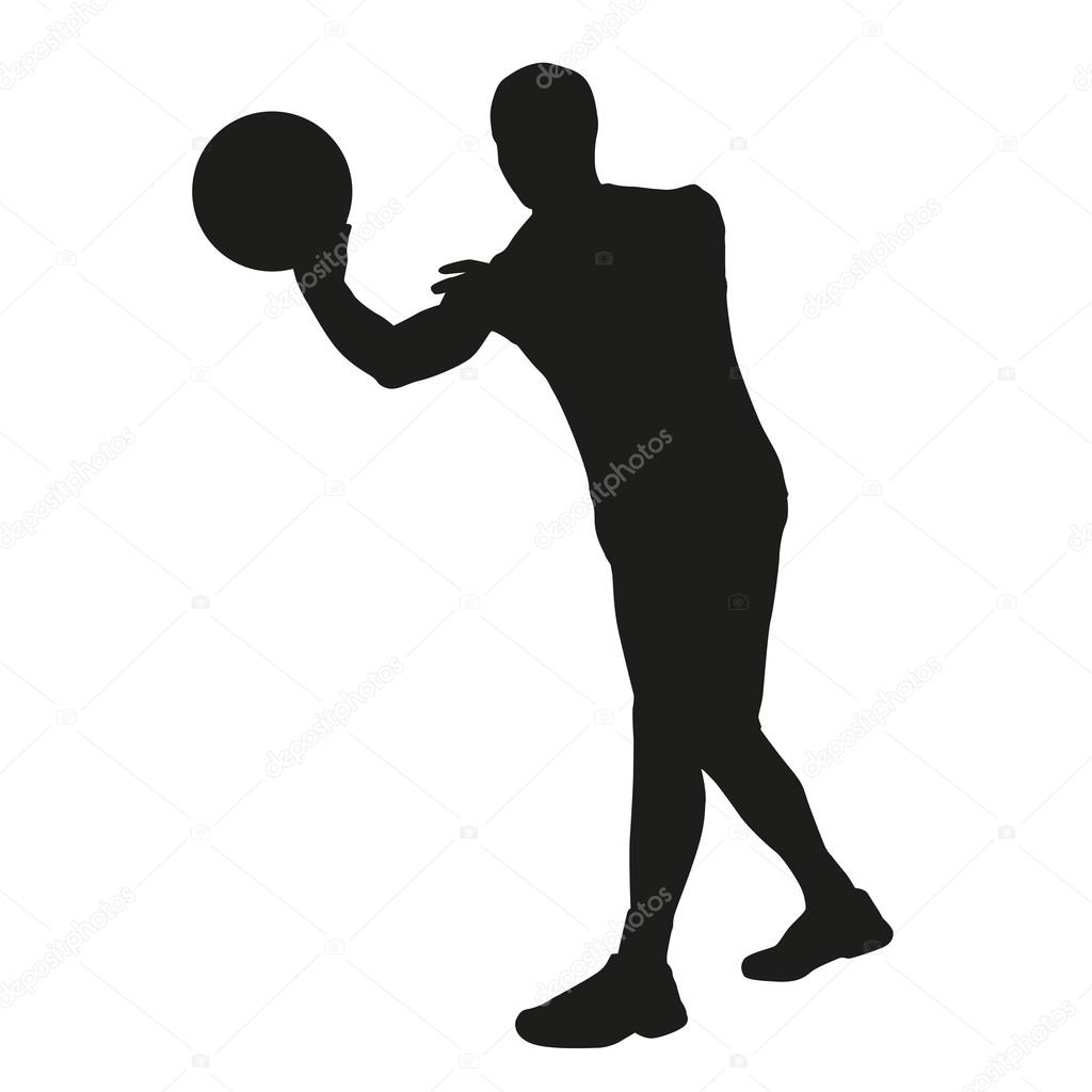 Basketball player passes. Vector sillhouette — Stock Vector © msanca ...