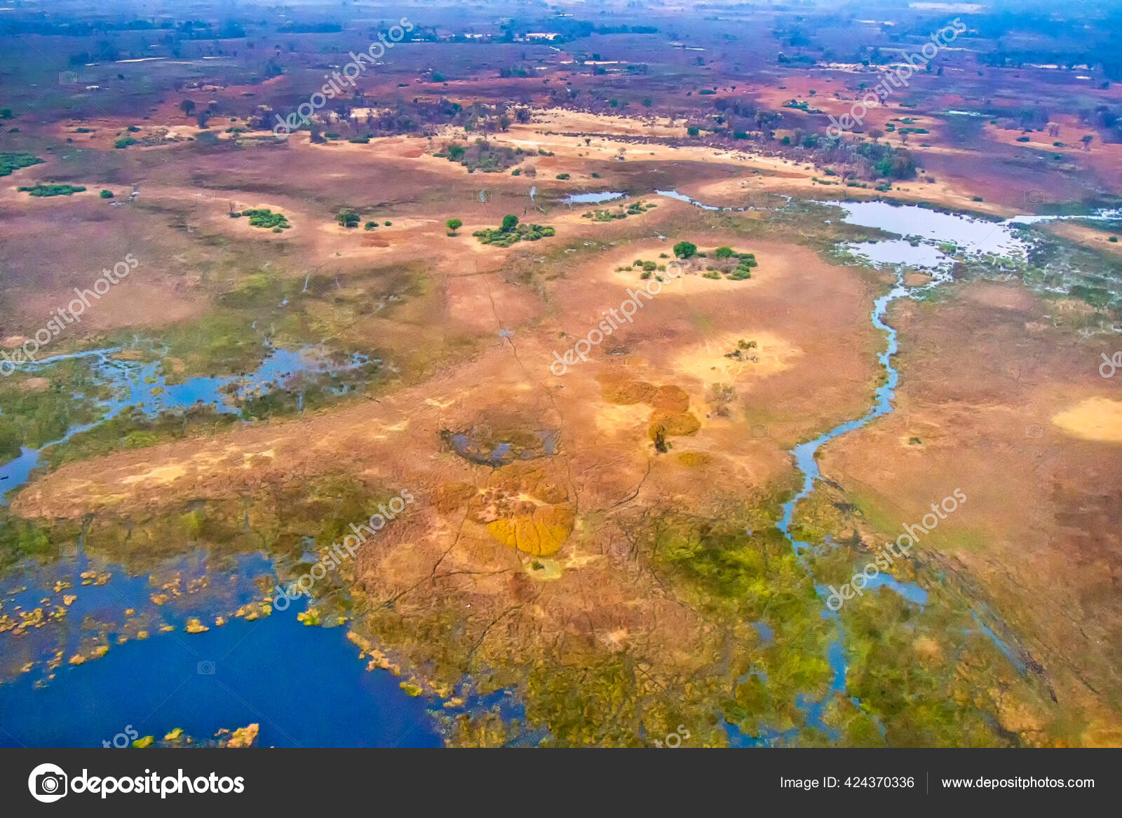 Aerial View Okavango Wetlands Okavango Delta Unesco World Heritage Site ...