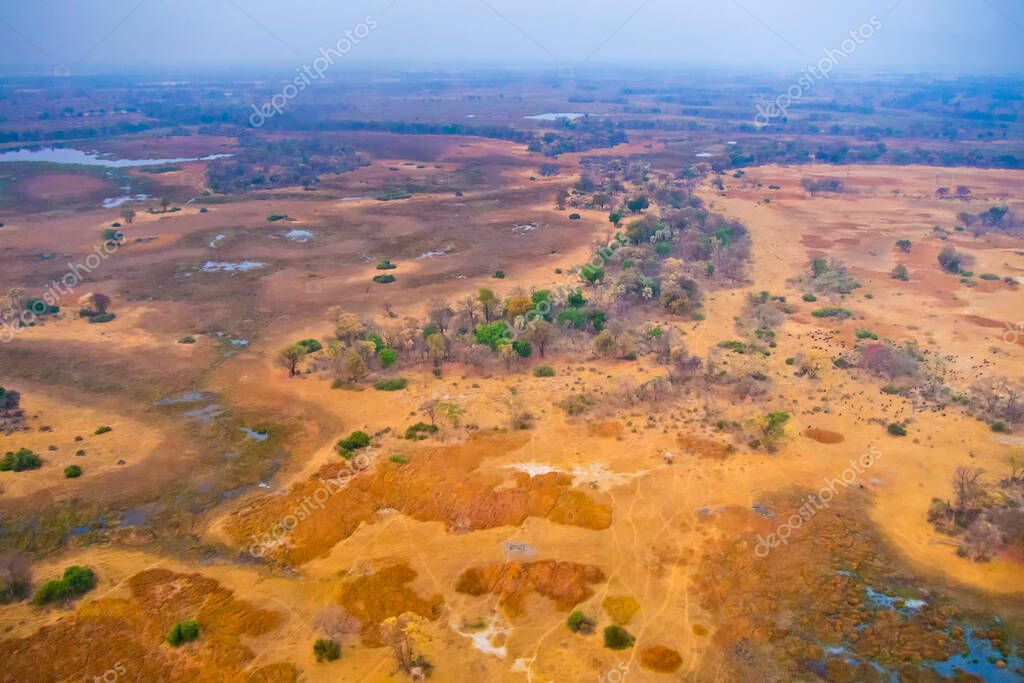 Vista aérea, Humedales de Okavango, Delta del Okavango, Patrimonio de ...