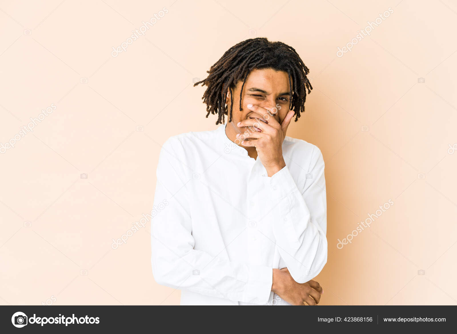 Young African American Rasta Man Laughing Happy Carefree Natural ...