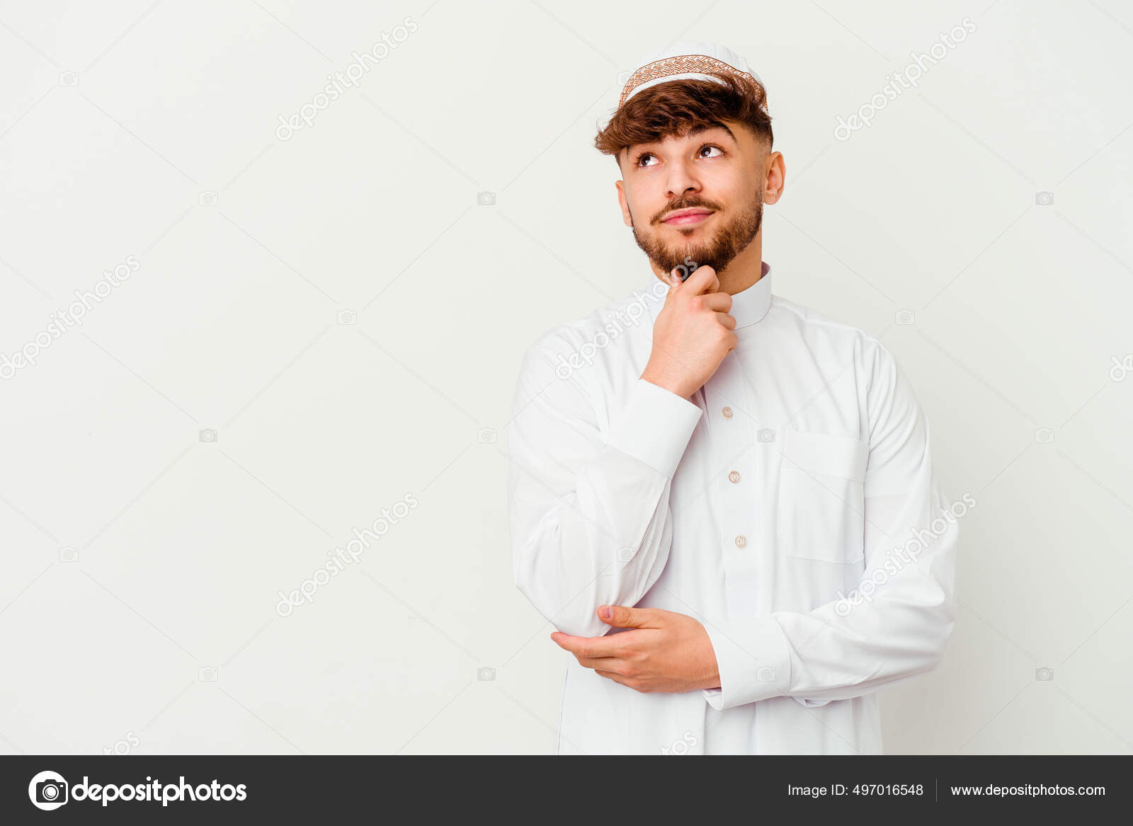 Young Arab Man Wearing Typical Arabic Costume Isolated White Background ...