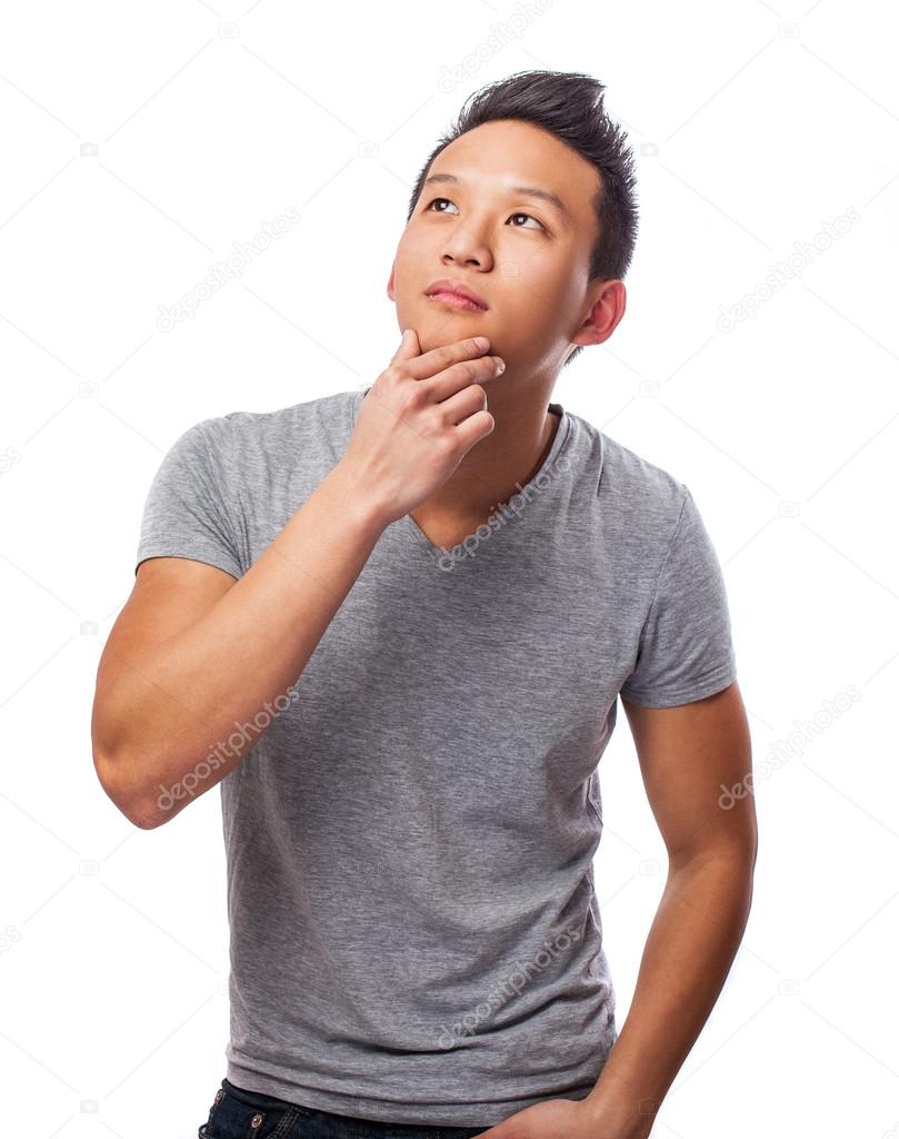 Asian man thinking about something — Stock Photo © AsierRomeroCarballo ...