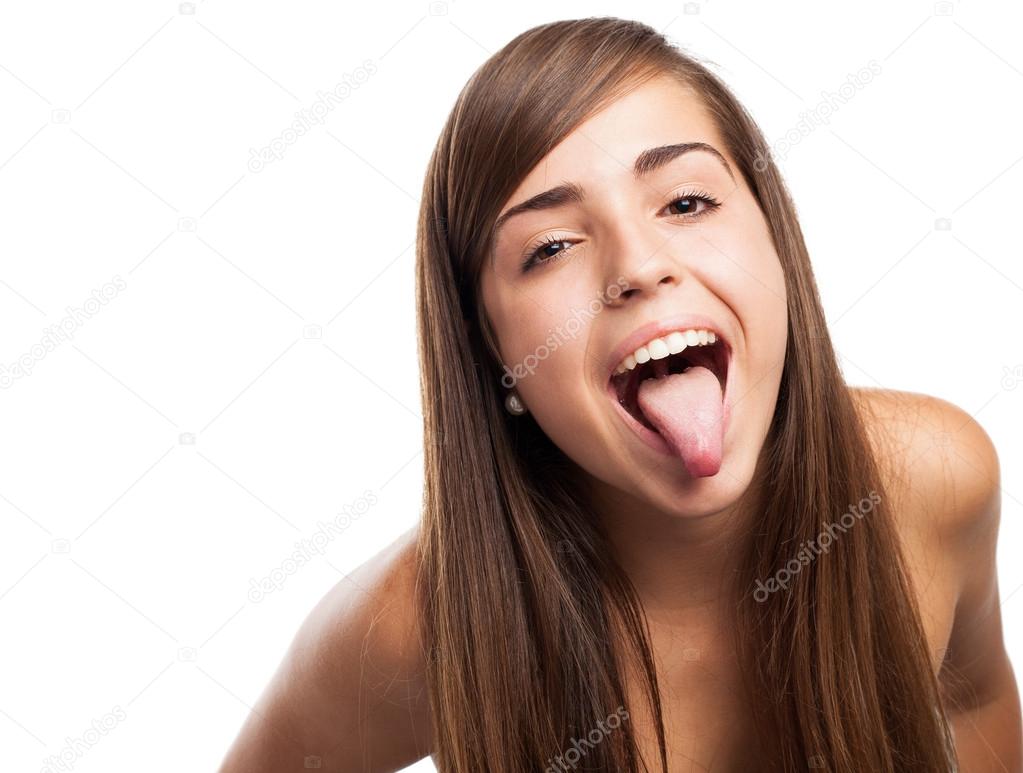 Funny young girl showing tongue Stock Photo by ©AsierRomeroCarballo ... Funny young girl showing tongue Stock Photo by ©AsierRomeroCarballo ...