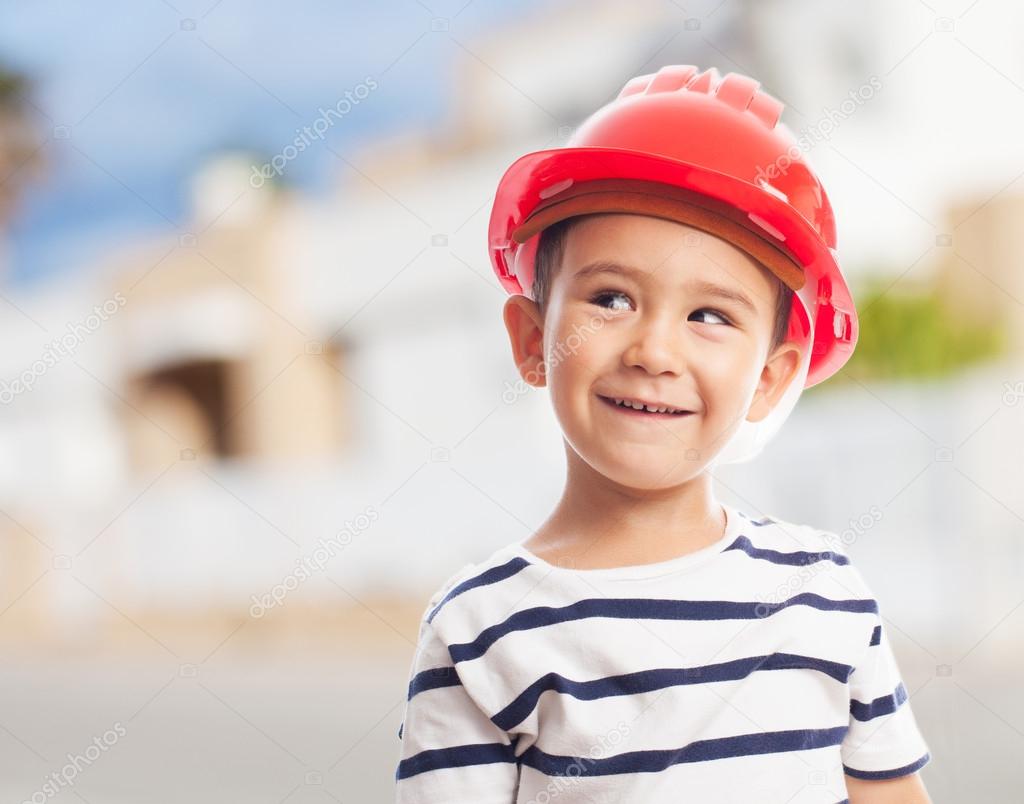 Little boy wearing mason helmet Stock Photo by ©AsierRomeroCarballo ...