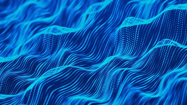 Sci-fi background. Digital wave with many particles. Template for ...