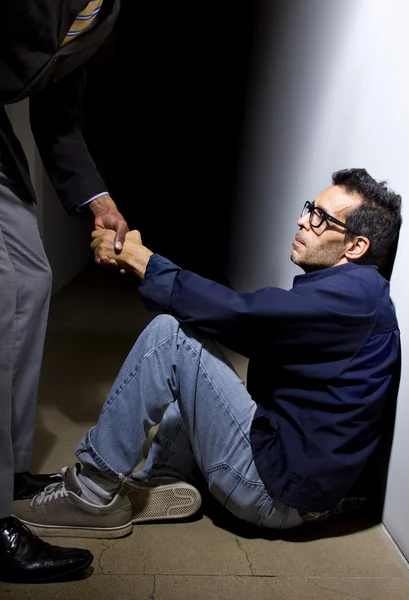 Man helping depressed fellow - Stock Image - Everypixel