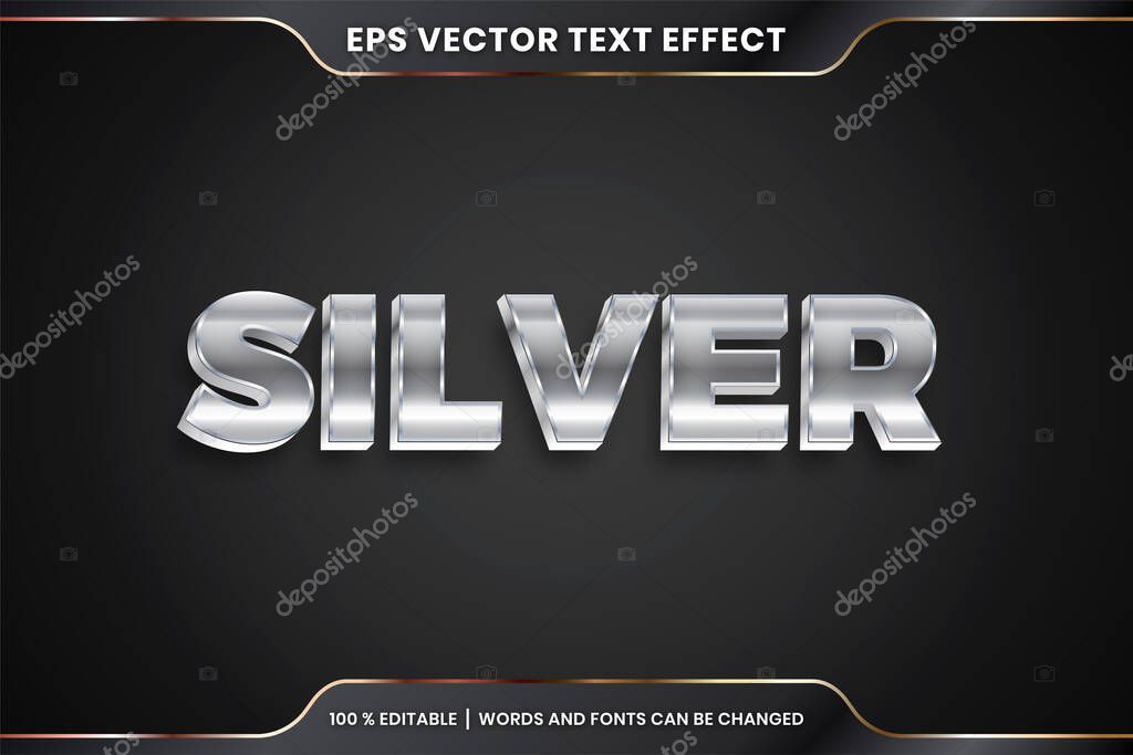 Efecto de texto en palabras de plata 3d, estilos de fuente tema metal ...
