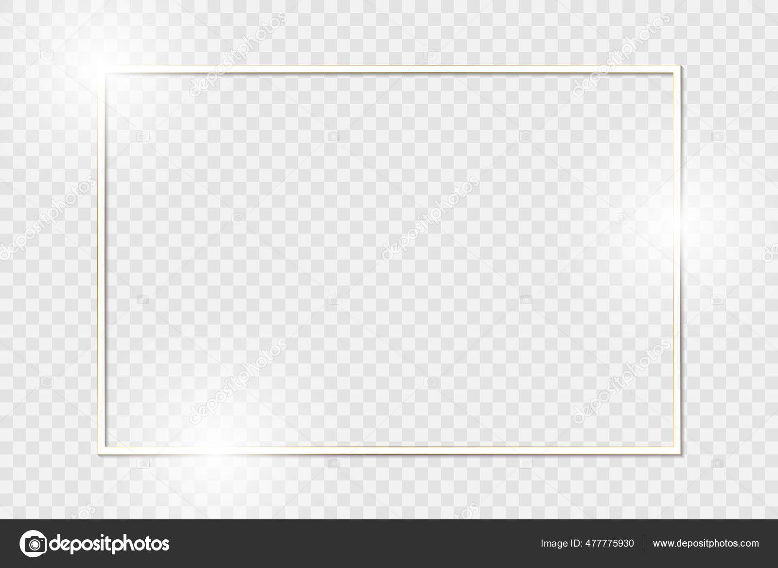 White shiny glowing vintage frame with shadows isolated on transparent ...