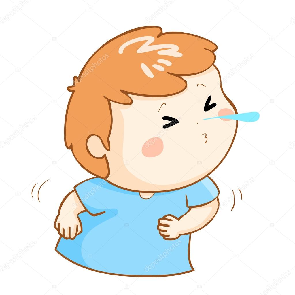 Vector de dibujos animados estornudo de niño enfermo — Archivo Imágenes ...