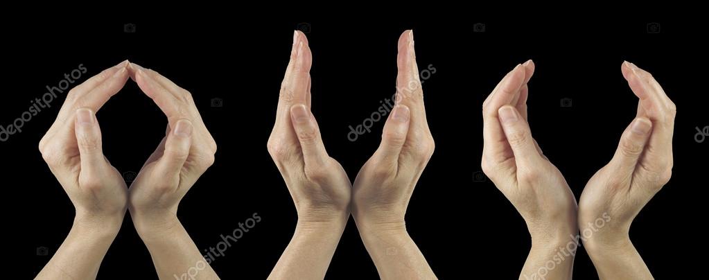 Female Healing Hands Isolated on Black Background Stock Photo by ...