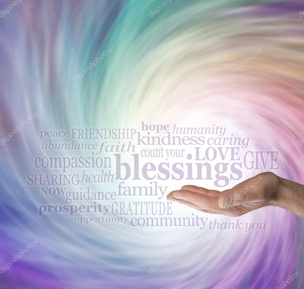 Count Your Blessings Word Cloud on Energy Vortex Background — Stock ...
