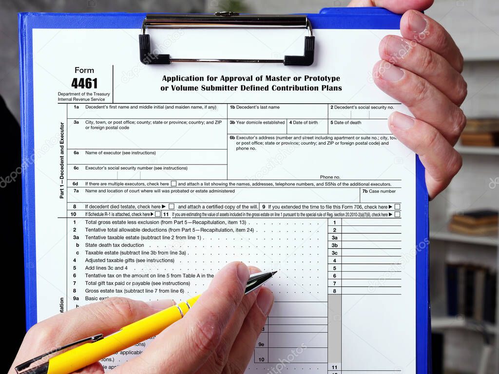 Concepto de negocio que significa Formulario 4461 Solicitud de ...